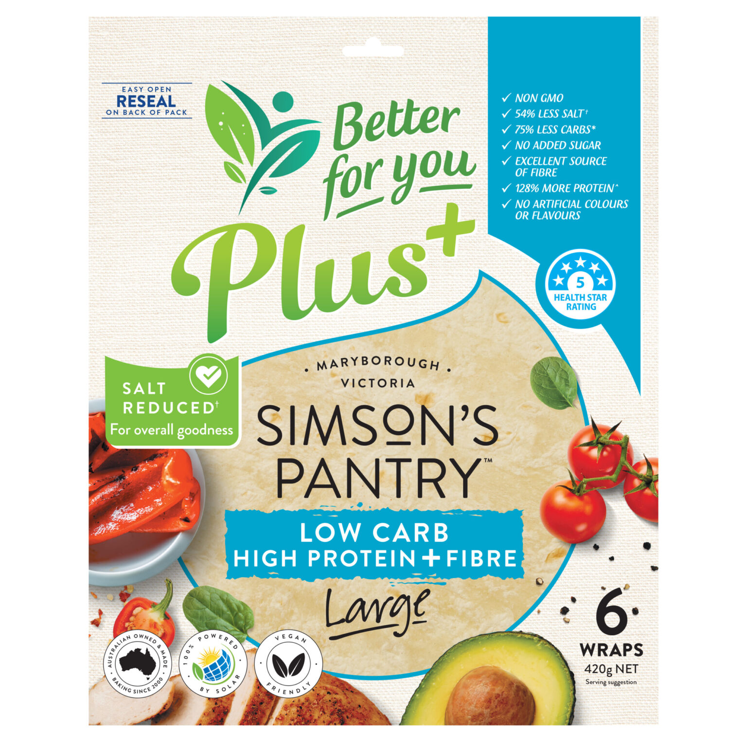 Simson’s Pantry Better for You Low Carb High Protein PLUS Fibre wraps ...