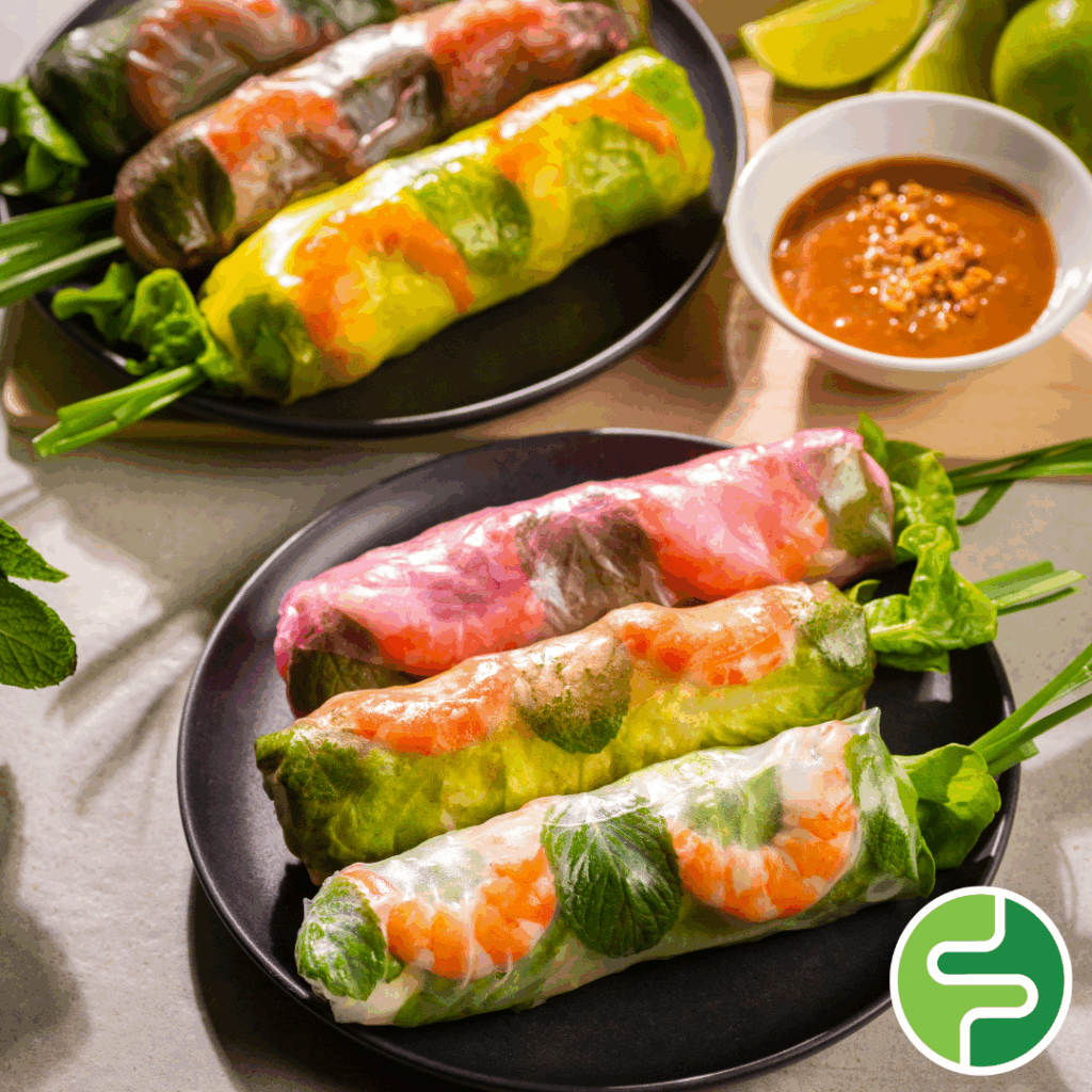 Low FODMAP Pork and Prawn Rice Paper Rolls - FODMAP Friendly
