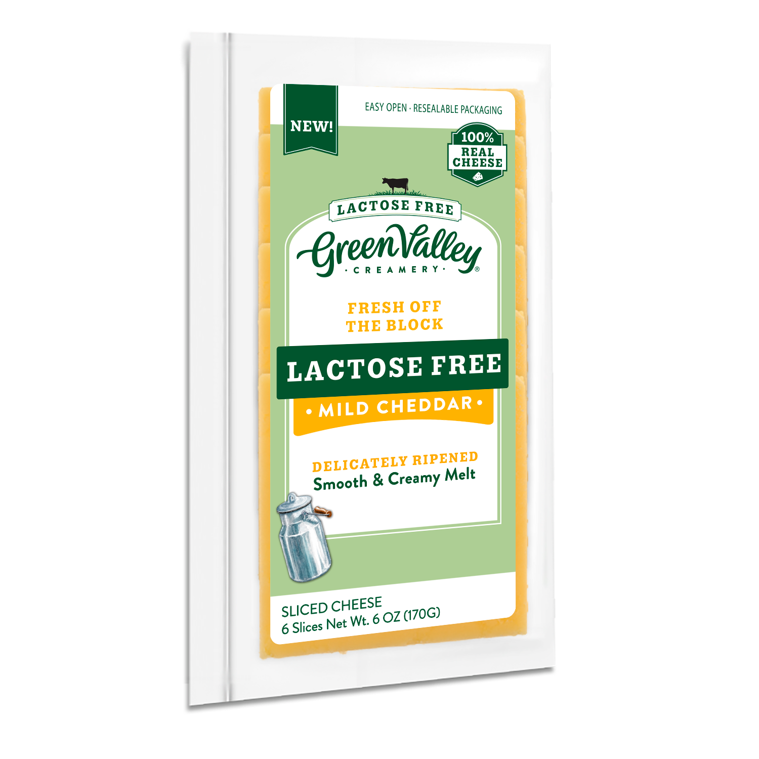 Green Valley Creamery Lactose Free Sliced Mild Cheddar Cheese 60z