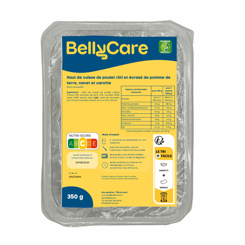 BellyCare Roasted Chicken Thigh with Mashed Potatoes, Carrots, and Turnips - FODMAP Friendly